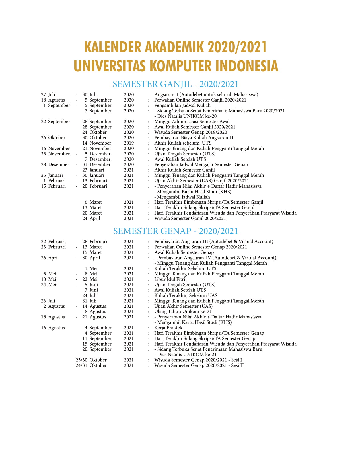 Kalender Akademik | ILMU KOMUNIKASI